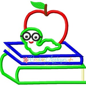 Bookworm Digital Machine Embroidery Applique Design 4 Sizes - Etsy