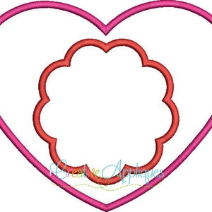 Heart Monogram Scallop Applique Valentine Digital Machine Embroidery ...