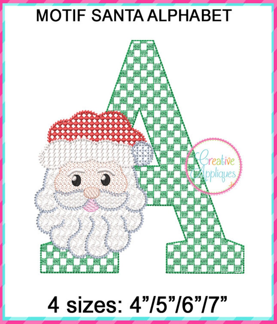Santa Alphabet Embroidery Machine Design 4 Sizes, Santa Embroidery ...