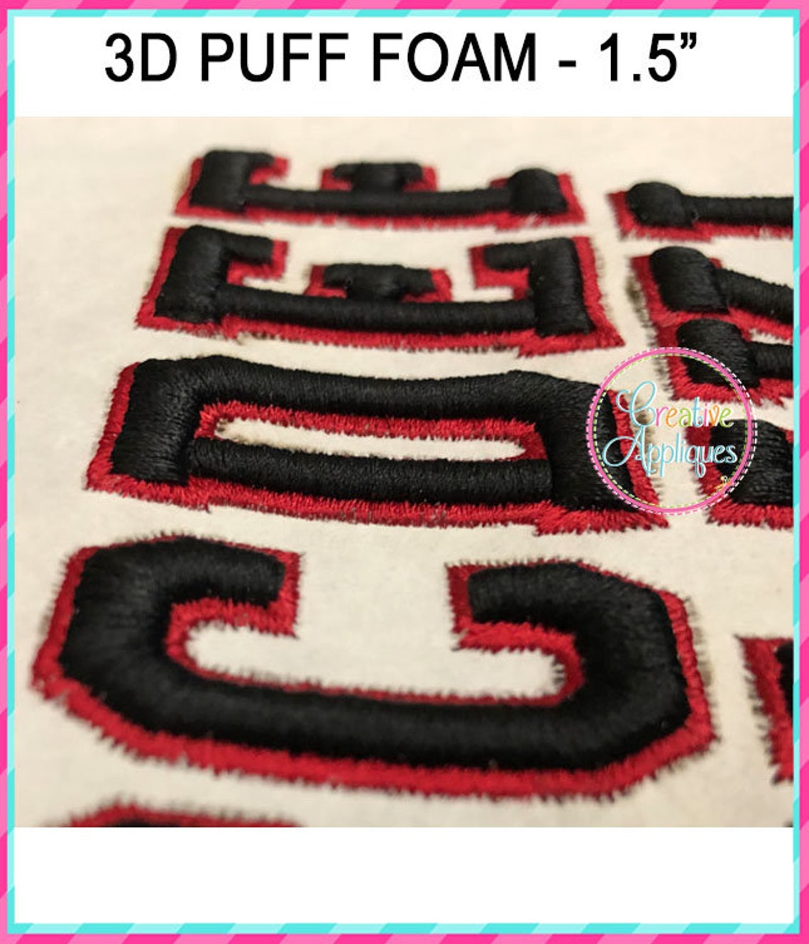 3D Puff Foam Varsity 2 Color Embroidery Font Machine - Etsy