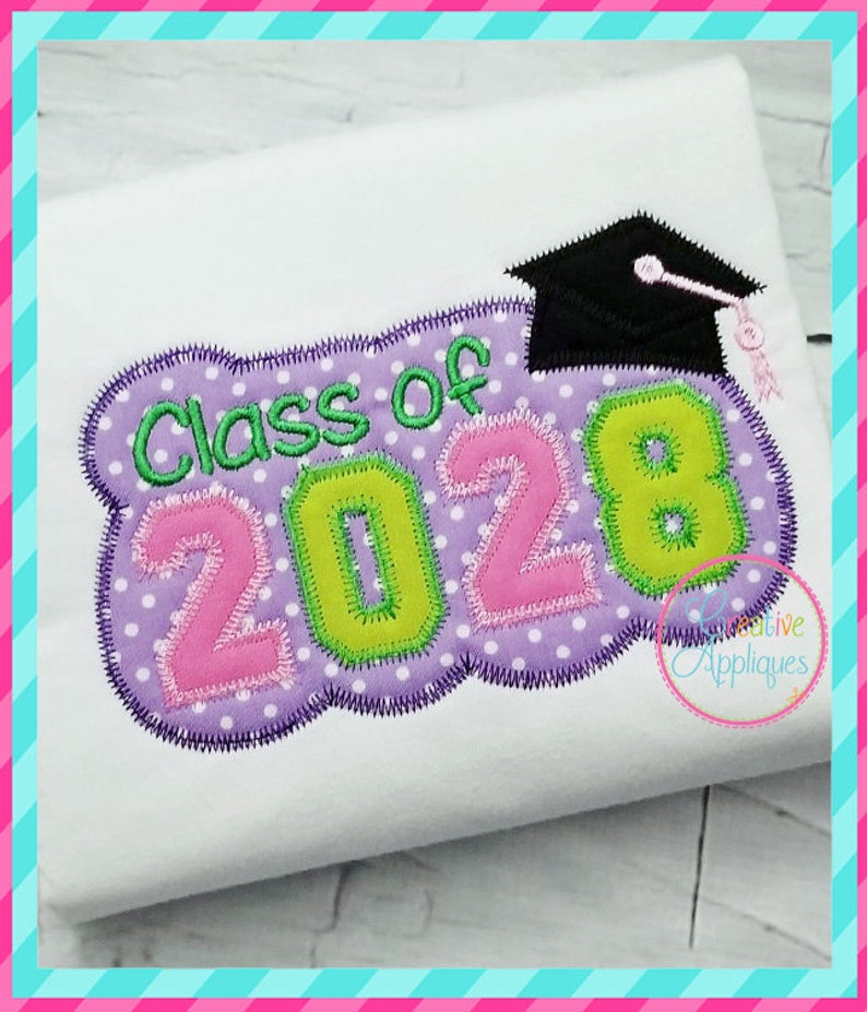 Zigzag Stitch Class of 2028 Graduation Digital Machine - Etsy