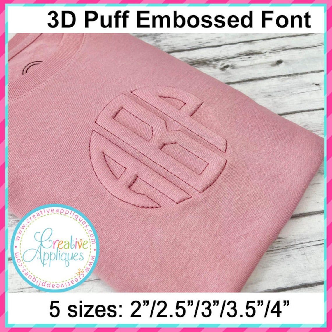 EMBOSSED Circle Monogram 3D Puff Foam Embroidery Font Machine ...