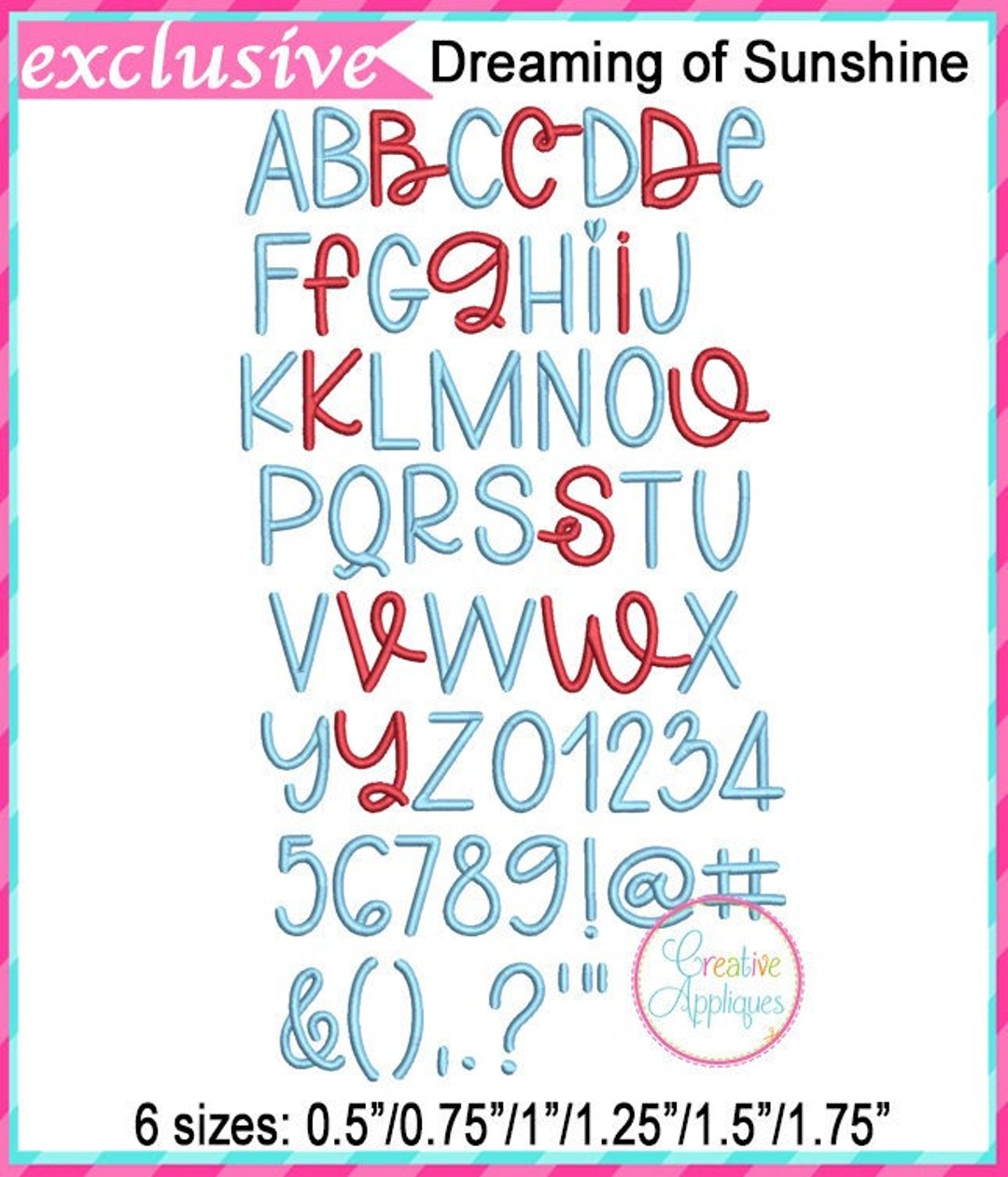 EXCLUSIVE 6 Sizes Dreaming of Sunshine Embroidery Font Digital Machine ...