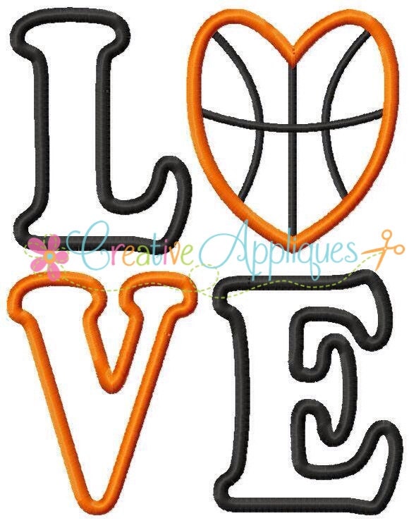 Basketball Love Machine Embroidery Applique Design 4 Sizes - Etsy