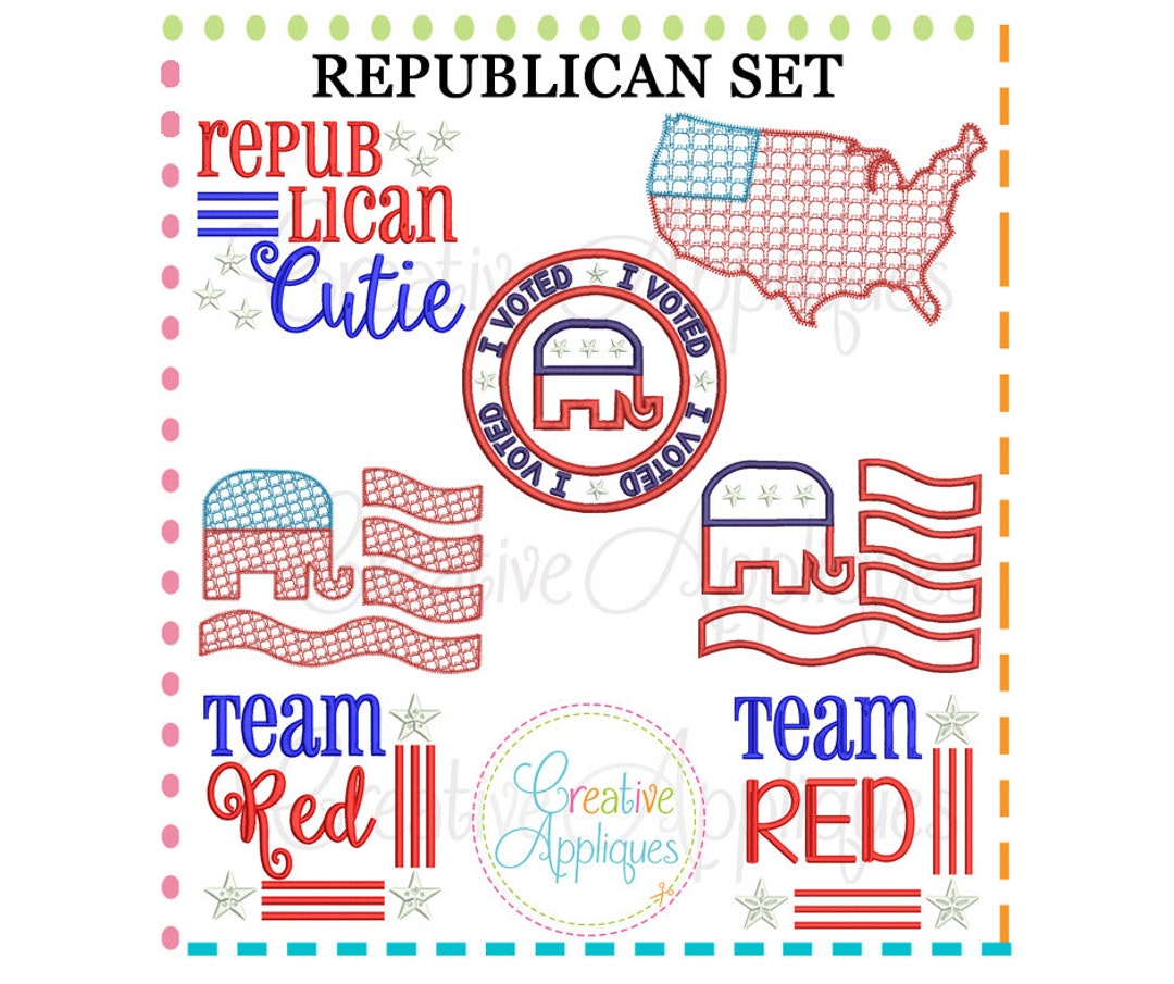 Republican Set Digital Machine Embroidery Applique Design, Republican ...