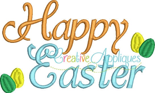 Happy Easter Digital Machine Embroidery Design 4 Sizes - Etsy