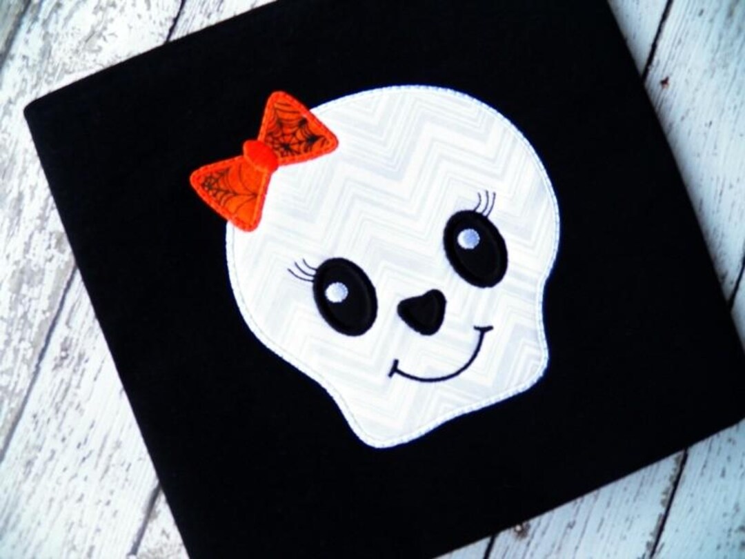 Ms. Skully Applique Design, Machine Embroidery, Halloween Applique ...