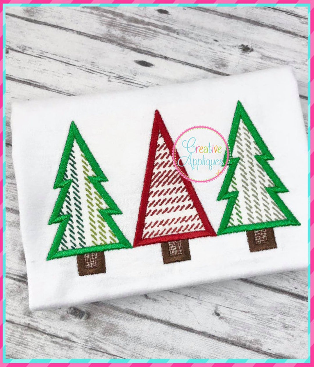 Christmas Tree Trio Applique Machine Embroidery Design 4 Sizes ...
