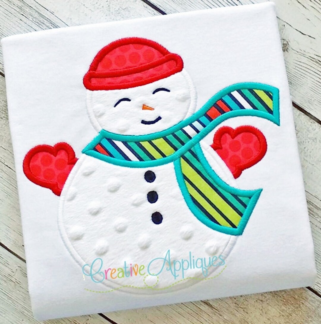 Snowman Applique Machine Embroidery Design 4 Sizes, Snowman Embroidery ...