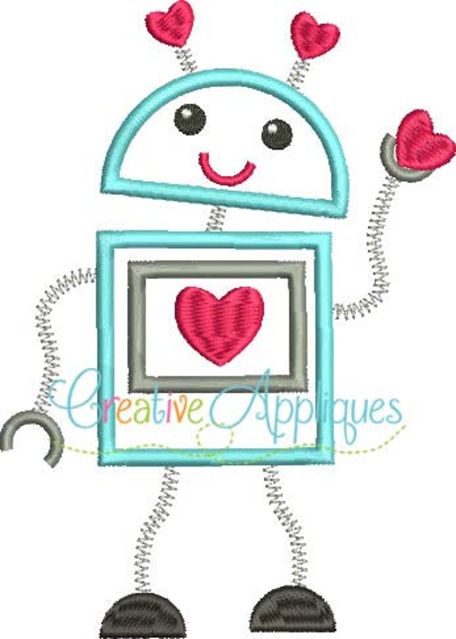 Robot Valentine 5 Sizes Digital Machine Embroidery Applique Design - Etsy