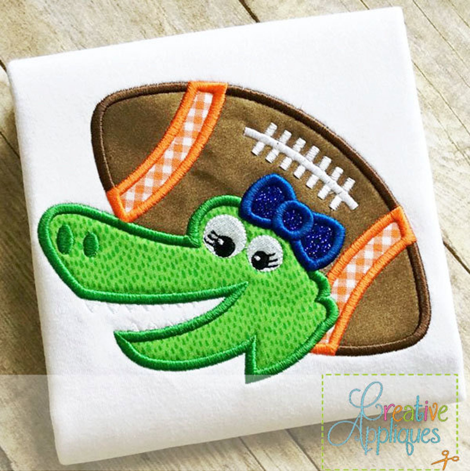 Alligator Girl Football Applique Digital Machine Embroidery Design 4 ...