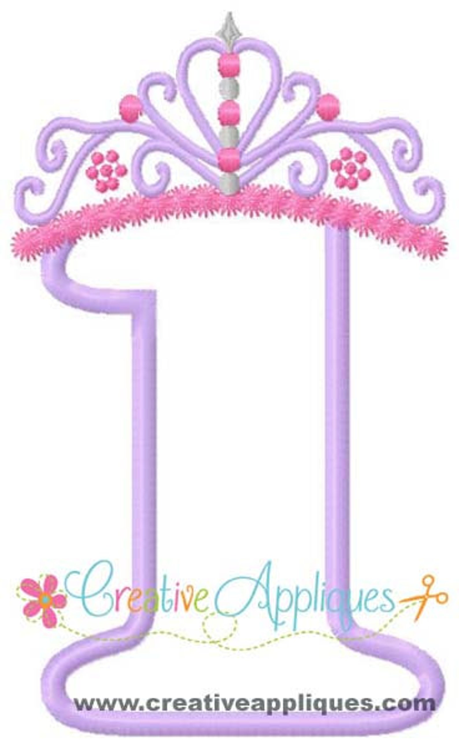 Princess Crown Birthday Number 1 Machine Embroidery Applique | Etsy