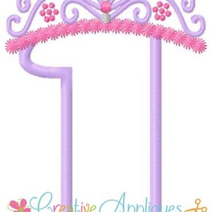 Princess Crown Birthday Number 1 Machine Embroidery Applique Design 4 ...