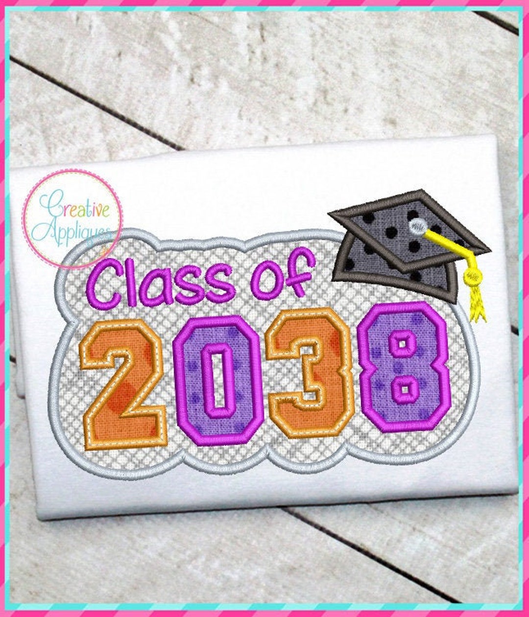 Class of 2038 Graduation Digital Machine Embroidery Applique Design 9 ...