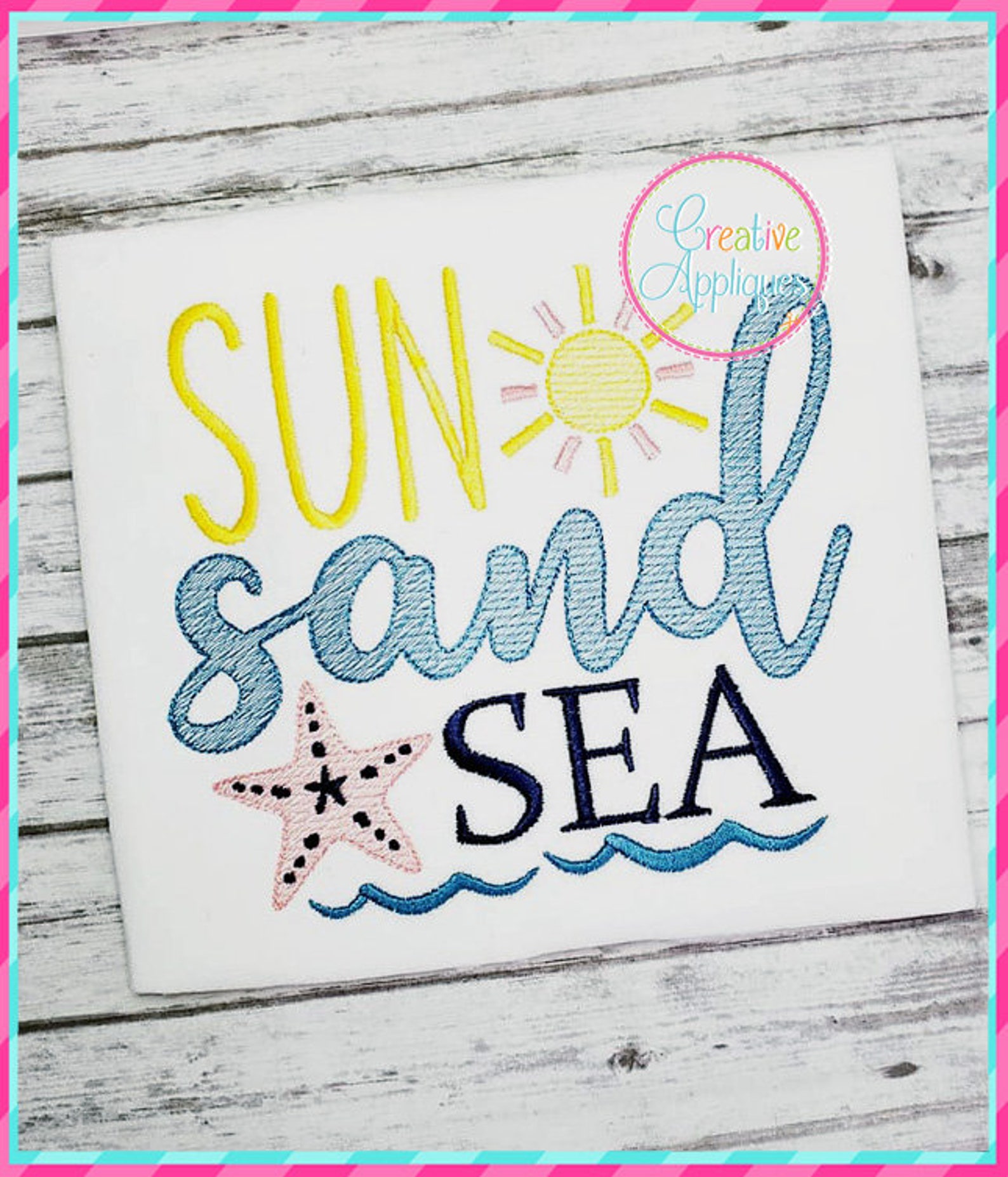 Sun Sand Sea Digital Machine Embroidery Design 4 Sizes, Beach ...