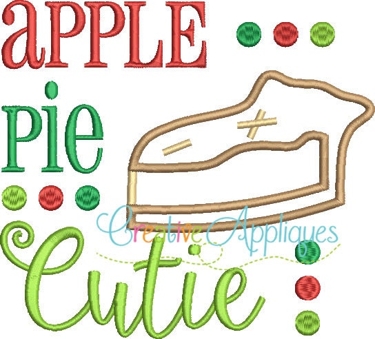Apple Pie Cutie Applique Digital Machine Embroidery Design 4 - Etsy
