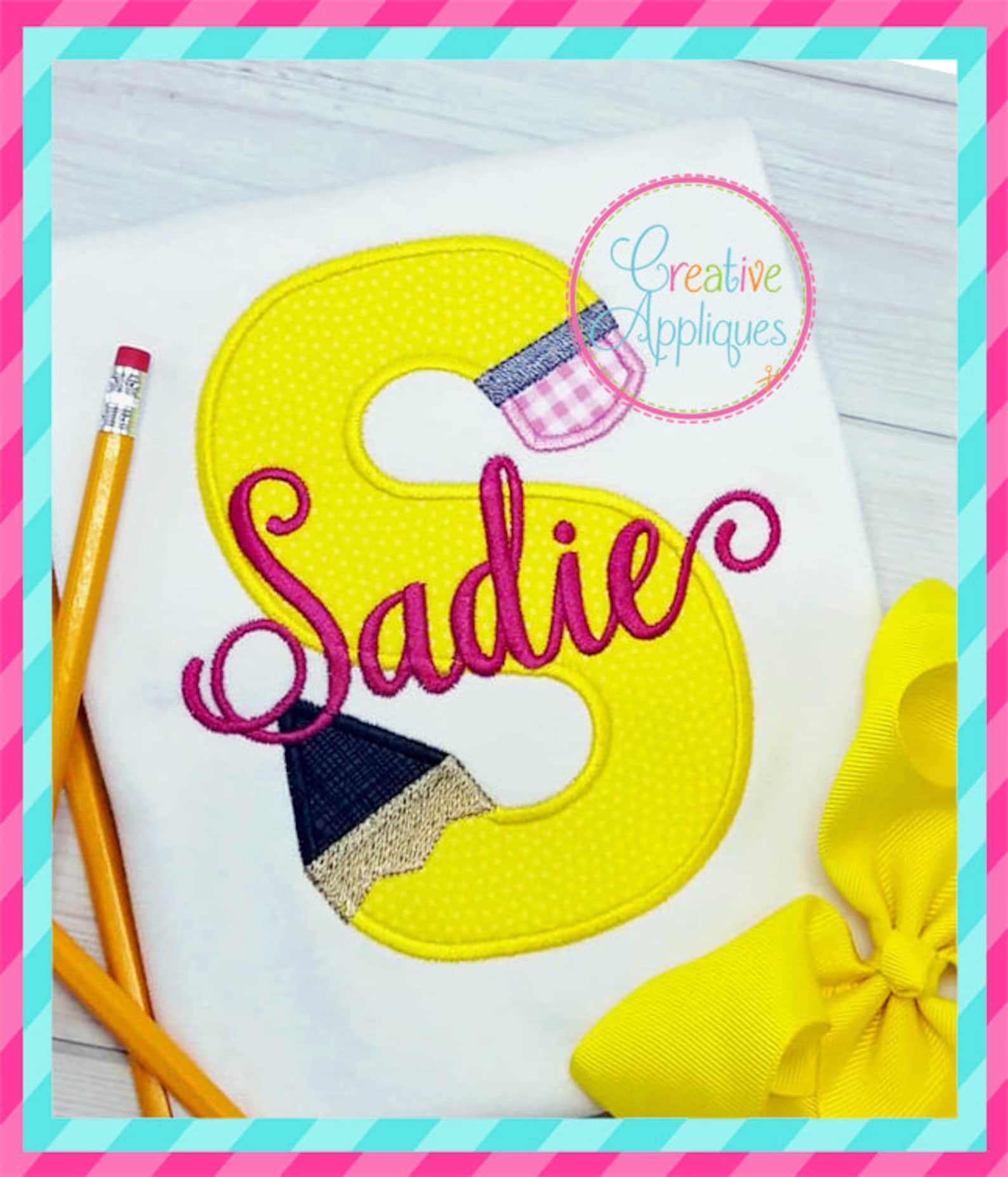 Pencil Alphabet Letters Digital Machine Embroidery Applique Design 5 ...