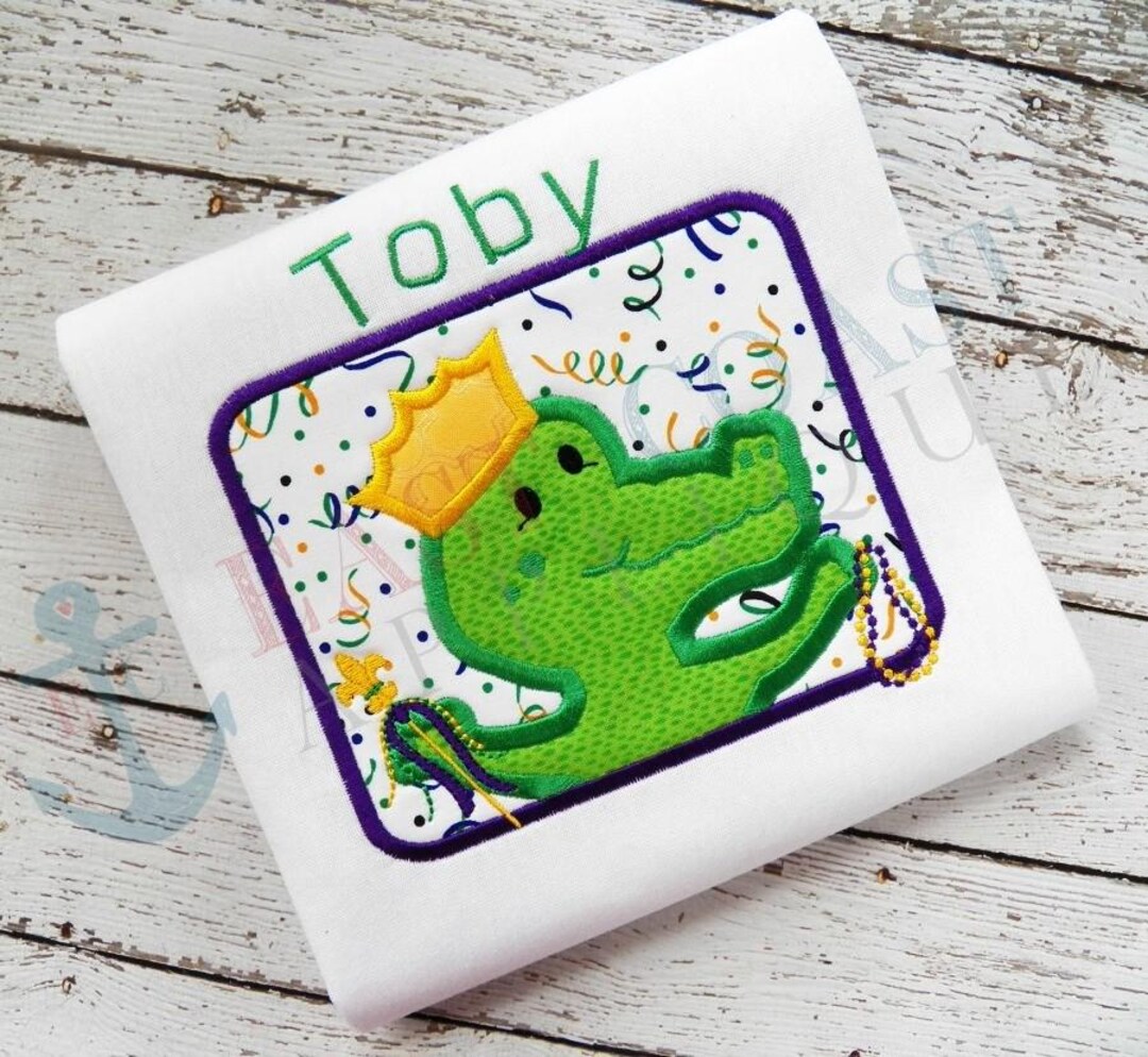 Mardi Gras Gator Machine Embroidery Design, Alligator Applique Design ...