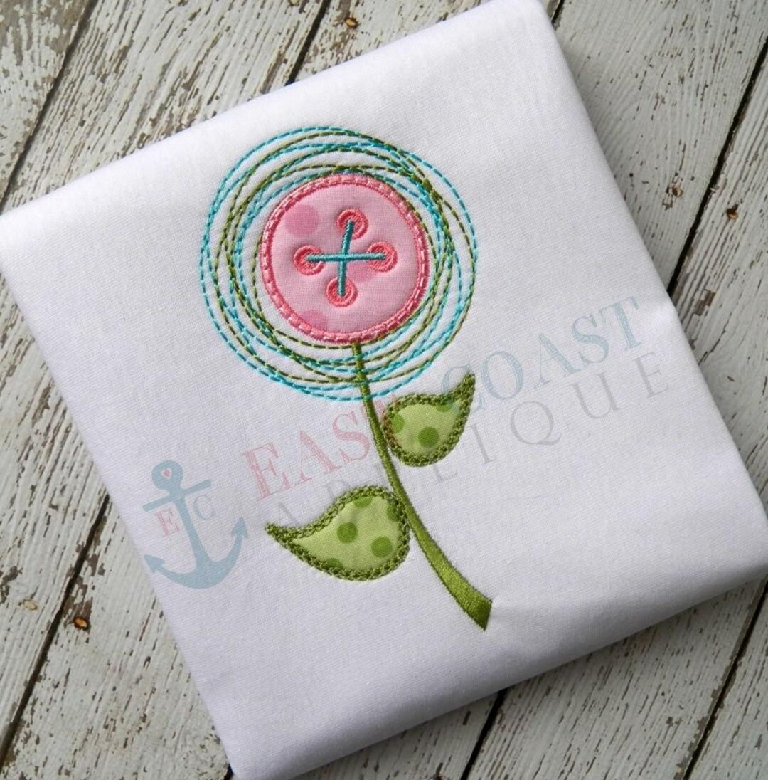 Button Flower Applique Machine Embroidery Design, Flower Applique ...