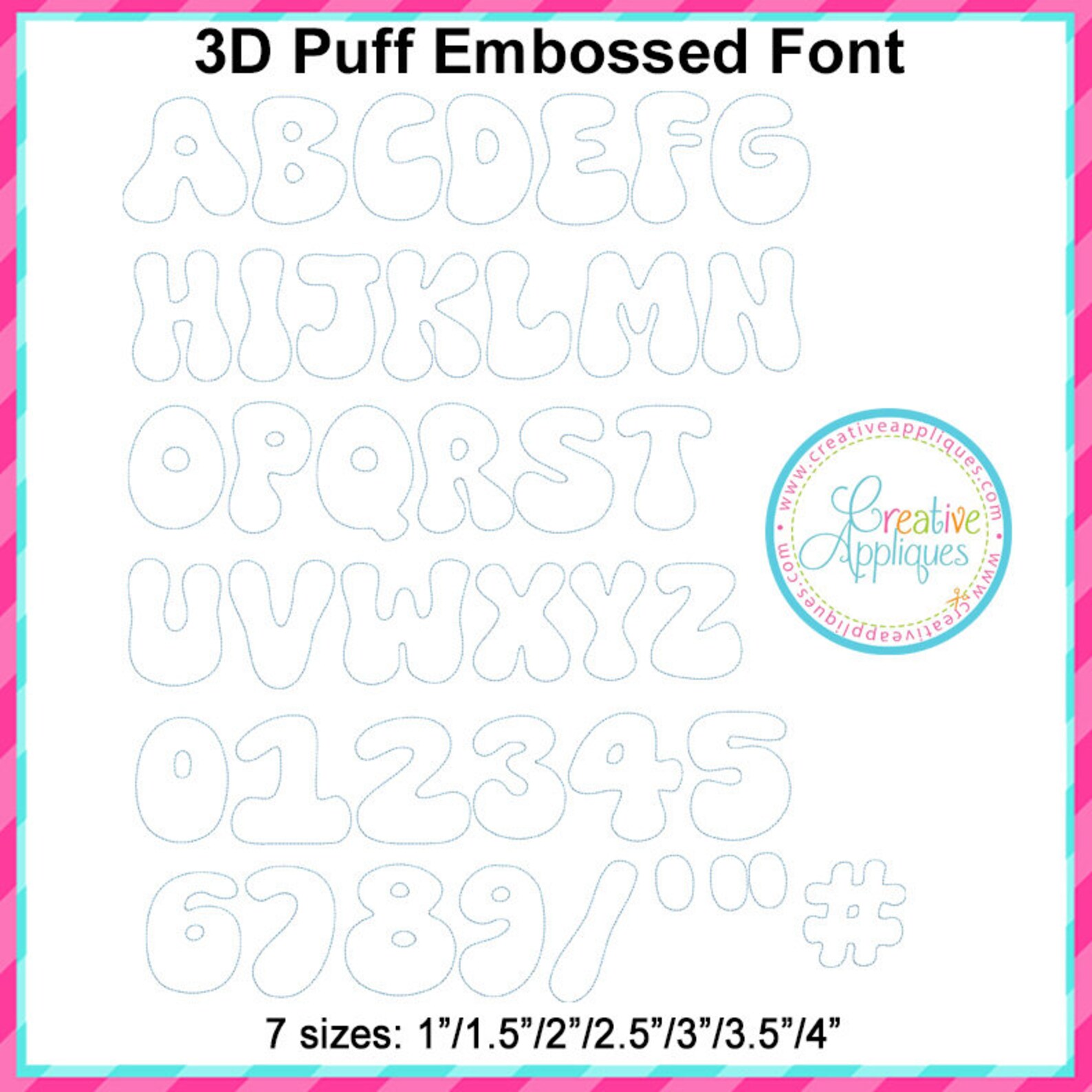 EMBOSSED Groovy 3D Puff Foam Reverse Embroidery Font Machine Embroidery ...