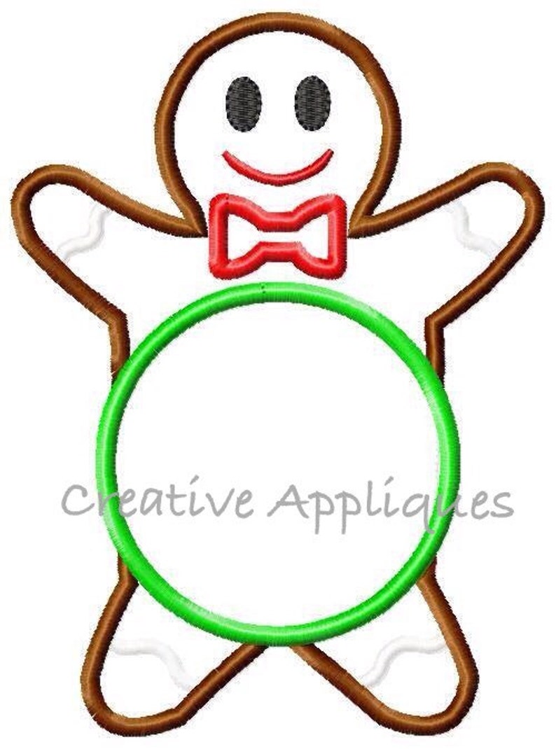 Gingerbread Boy Monogram Applique Digital Machine Embroidery - Etsy