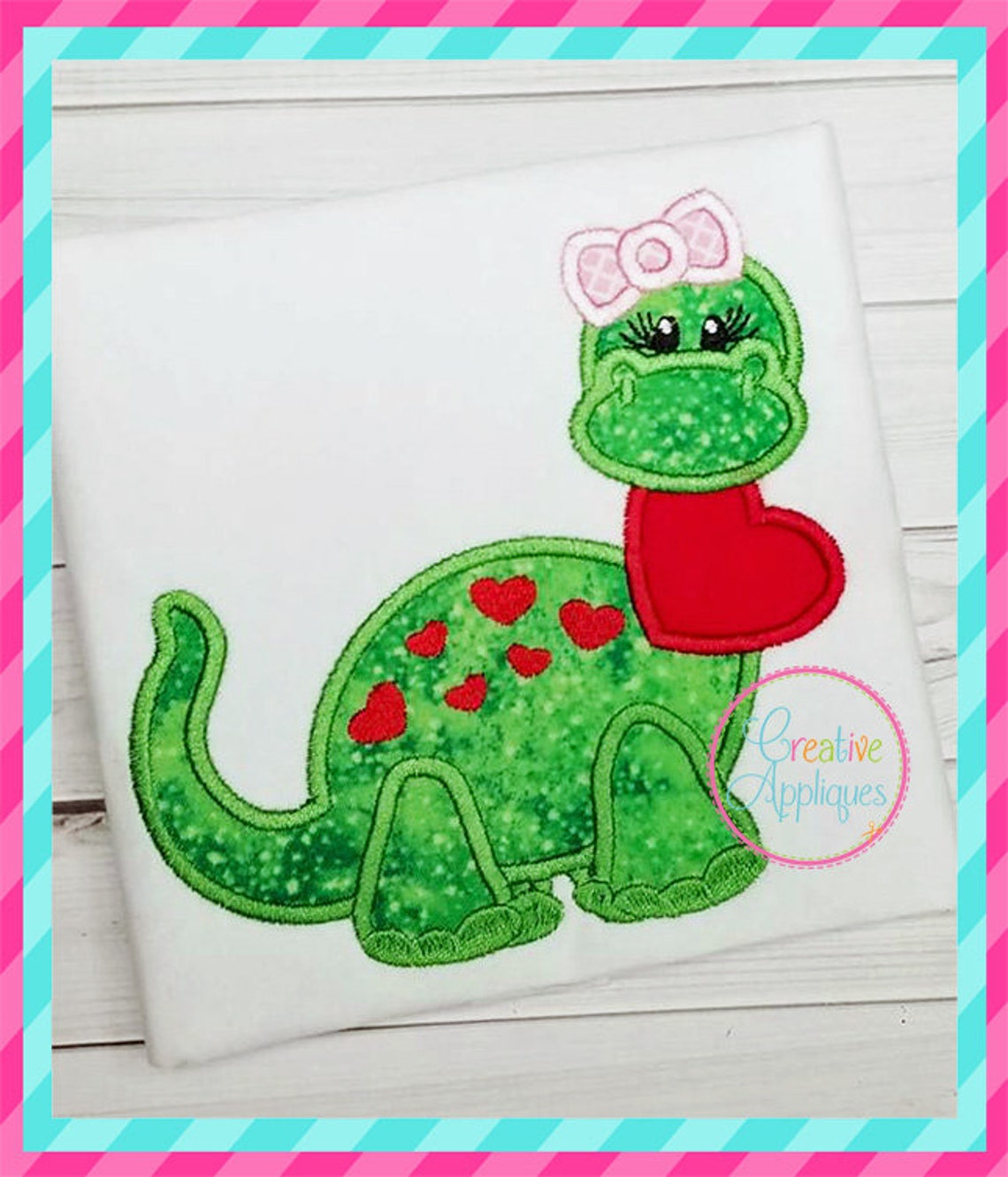 Dinosaur Girl Valentine Digital Machine Embroidery Applique - Etsy