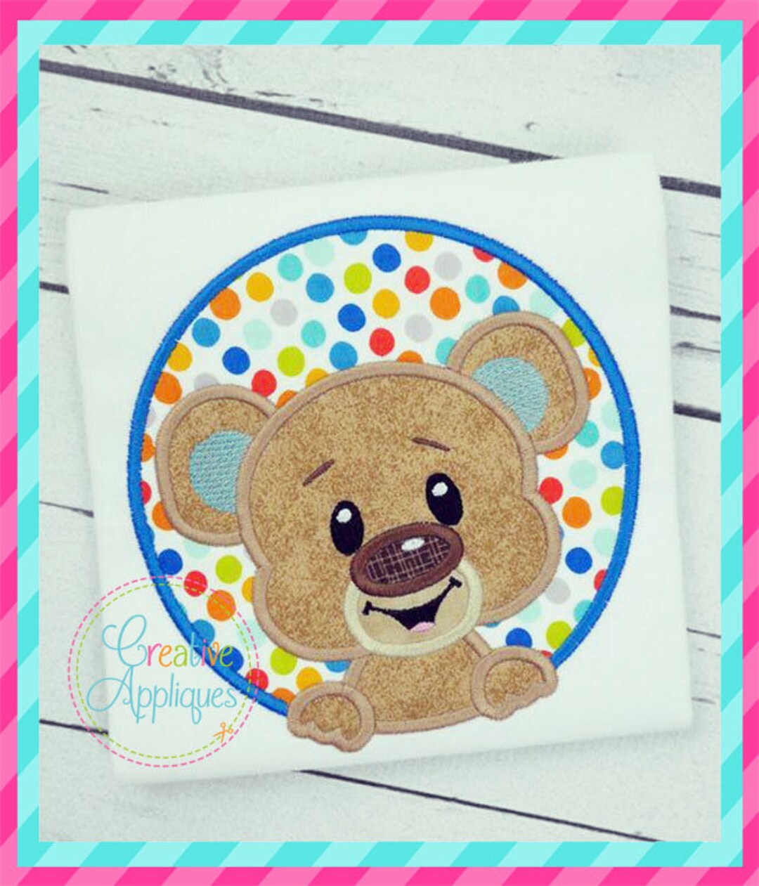 Bear Digital Machine Embroidery Applique Design 4 Sizes, Bear Applique ...