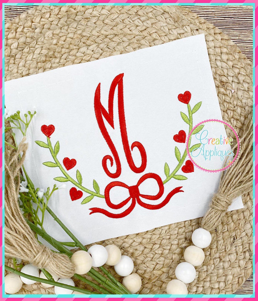 Bow Hearts Swag Machine Embroidery Applique Design 9 Sizes, Hearts ...