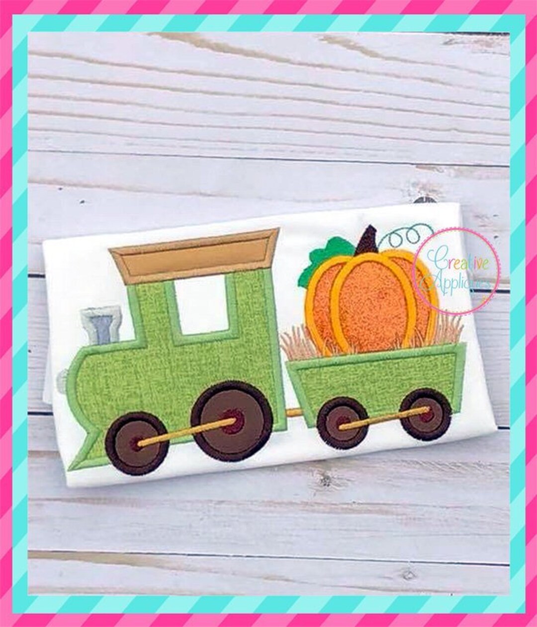 Pumpkin Train Machine Embroidery Applique Design 5 Sizes, Pumpkin ...