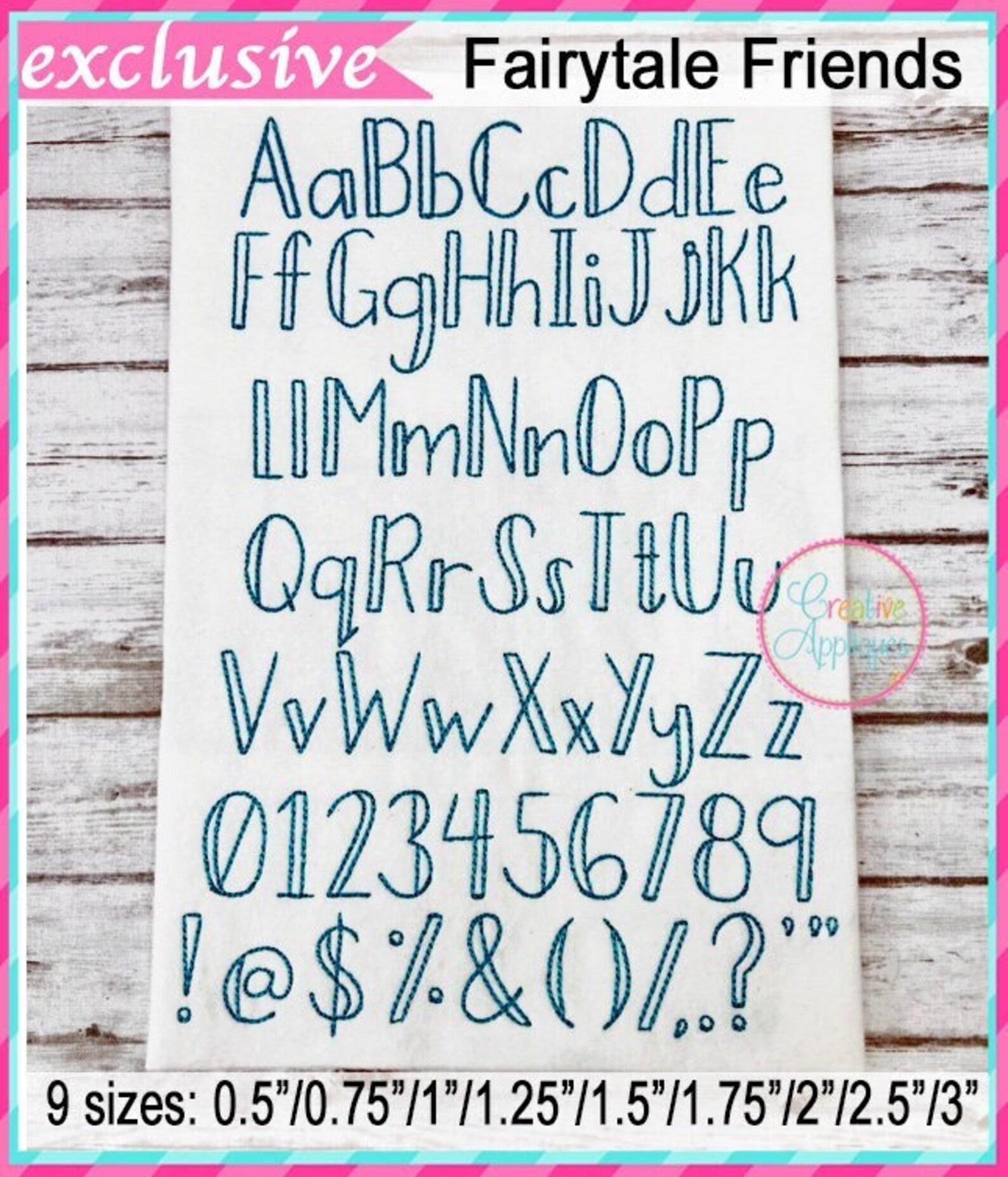 EXCLUSIVE Fairytale Friends Floss Machine Embroidery Font, 9 Sizes ...