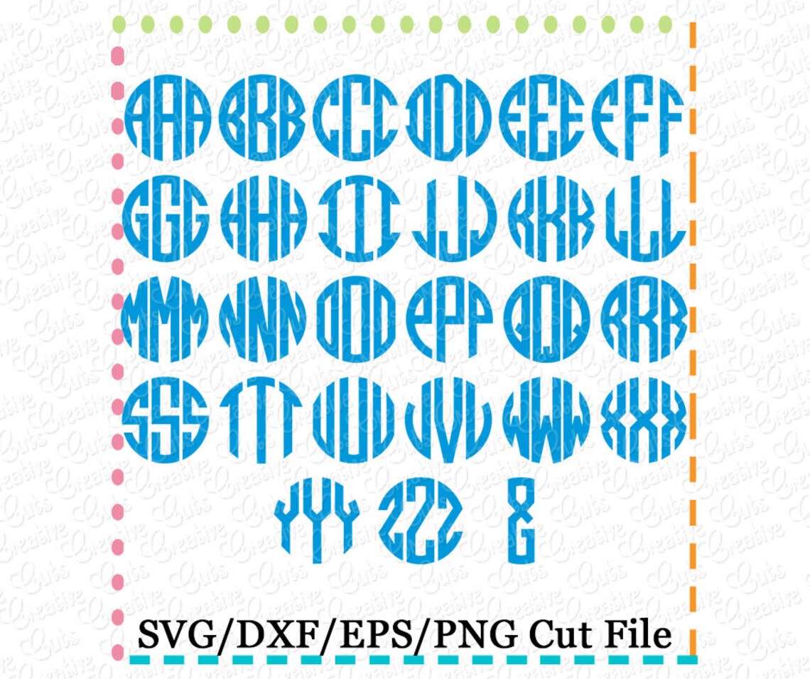 3 Letter Natural Circle Monogram Font SVG Eps DXF Cutting File, Circle ...