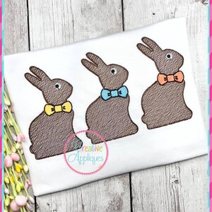 Sketch Stitch Bunny Rabbits Digital Machine Embroidery Design 5 Sizes ...