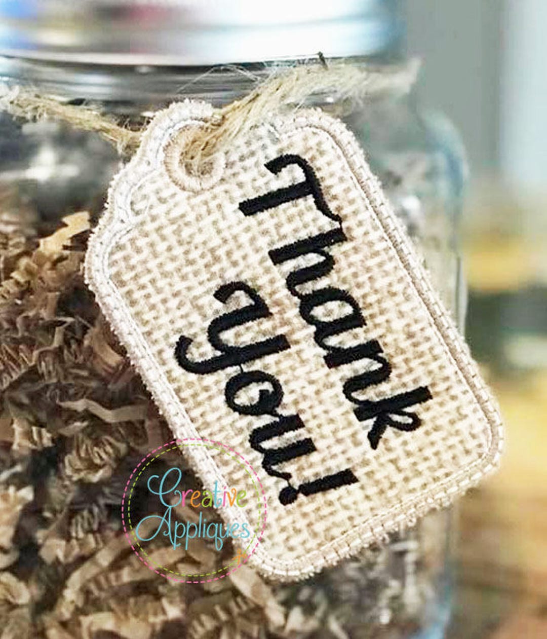 Thankyou Gift Tag Label in the Hoop Applique Machine Embroidery Design ...