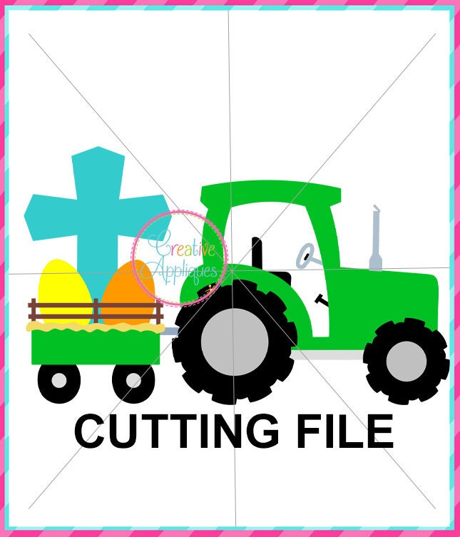 EXCLUSIVE Easter Eggs Cross Tractor SVG, Easter Cut File, Tractor Cut ...