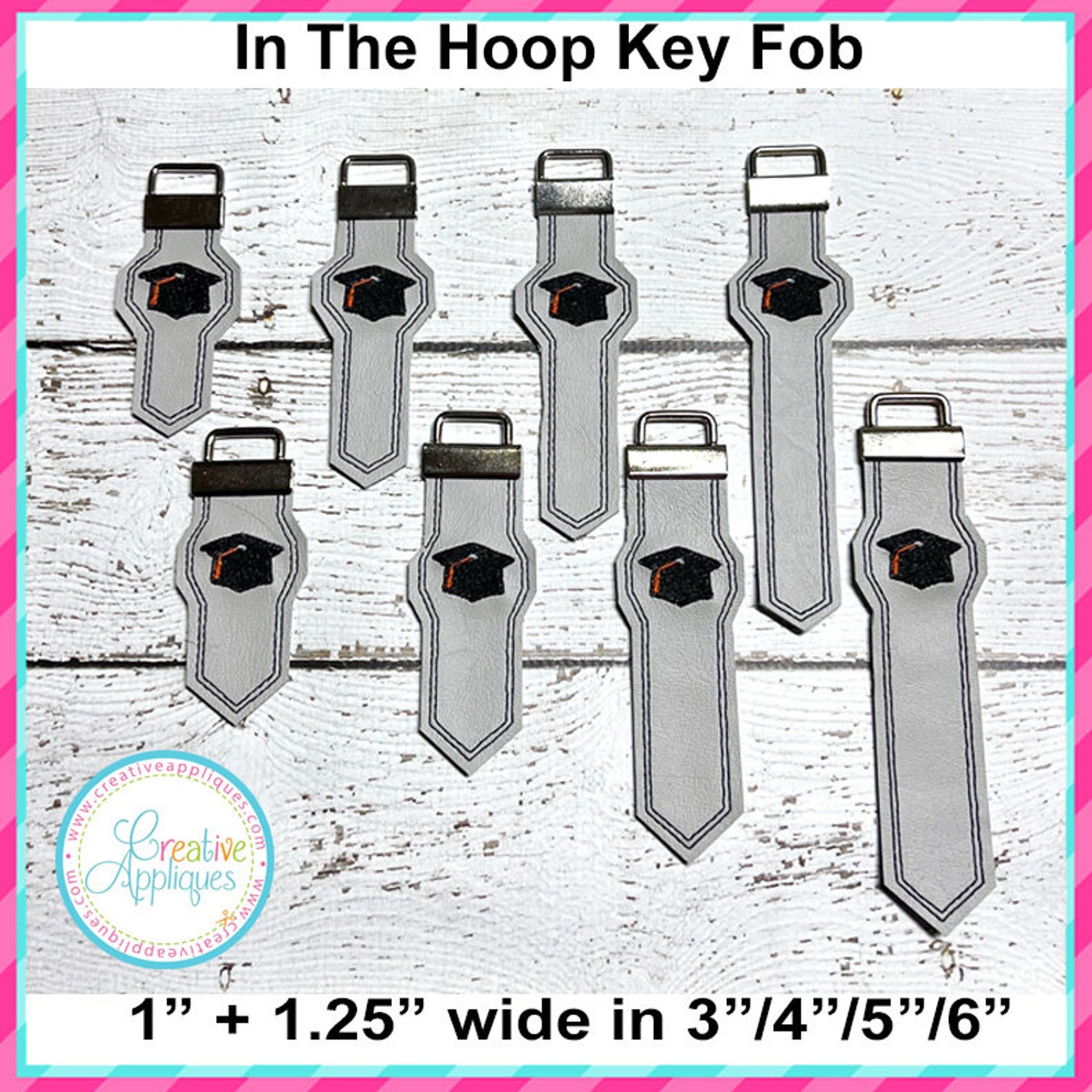 Graduation Cap ITH in the Hoop Key Fob Embroidery Design, in the Hoop ...