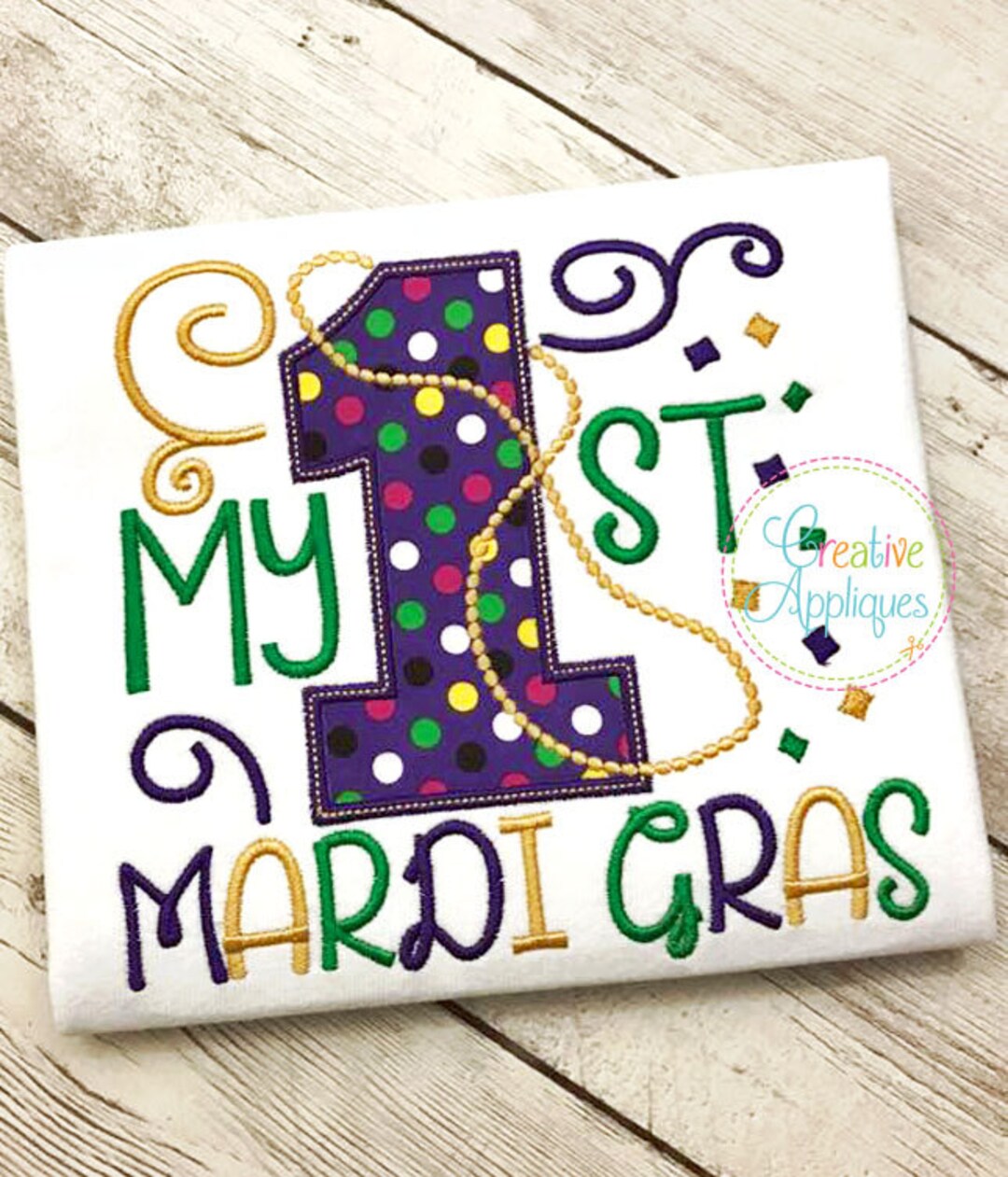 My 1st First Mardi Gras Digital Machine Embroidery Applique Design 4 ...