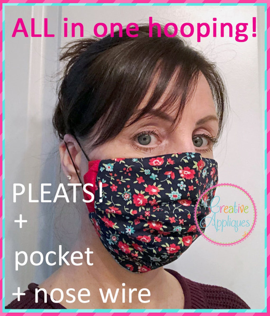 4 SIZES in the Hoop Face Mask Digital Machine Embroidery | Etsy