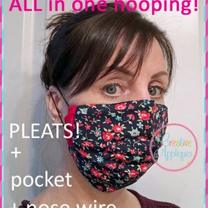 4 SIZES! in the Hoop Face Mask Digital Machine Embroidery Design ...