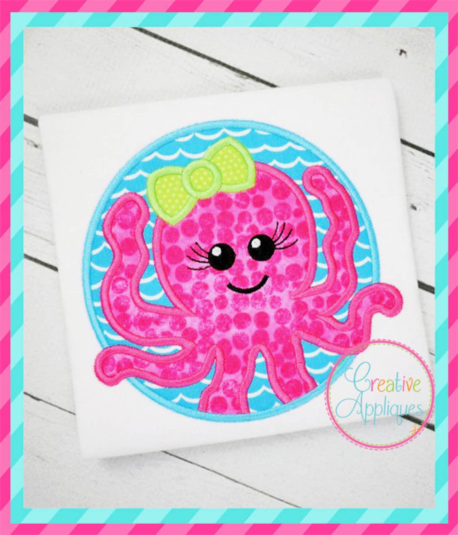 Octopus Girl Digital Machine Embroidery Applique Design 4 Sizes ...