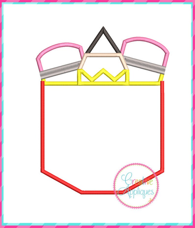 Pencil Pocket Applique Machine Embroidery Design 9 Sizes, in the Hoop ...