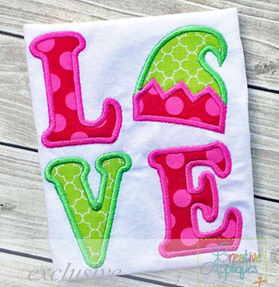 Love Elf Hat Applique Digital Machine Embroidery Design 4 Sizes, Elf ...