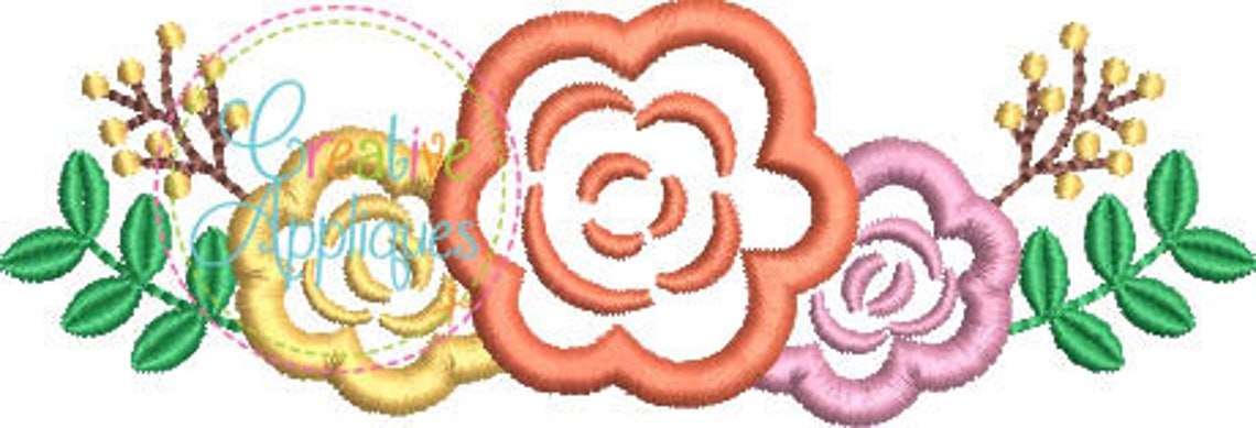 Flowers Machine Embroidery Applique Design, Flowers Applique, Flowers ...