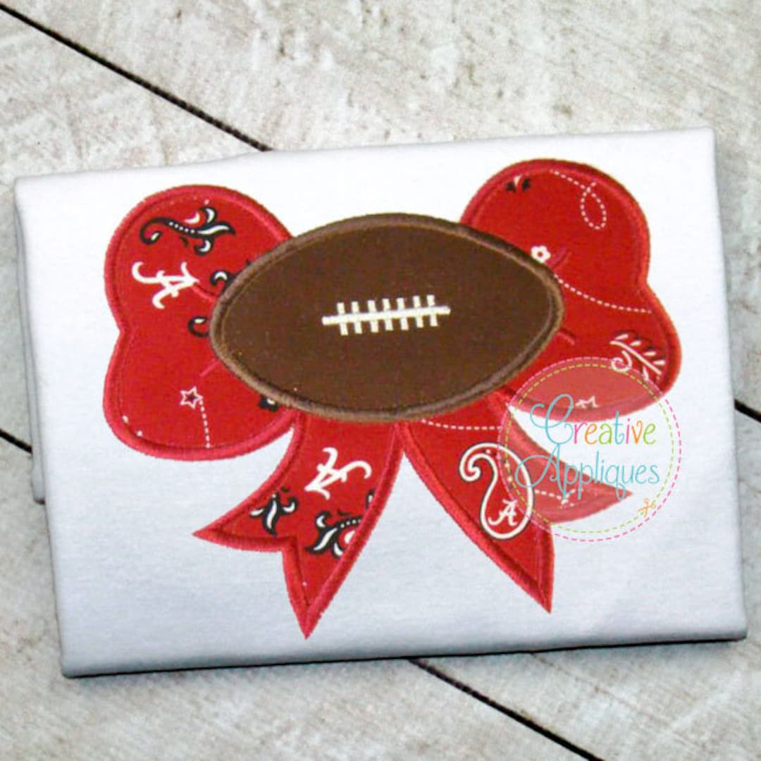 Football Bow Digital Machine Embroidery Applique Design 4 Sizes - Etsy