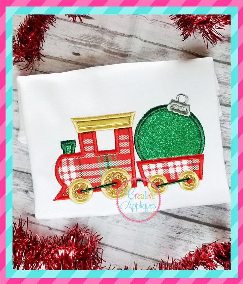 Christmas Ornament Train Applique Digital Machine Embroidery Design 5 ...