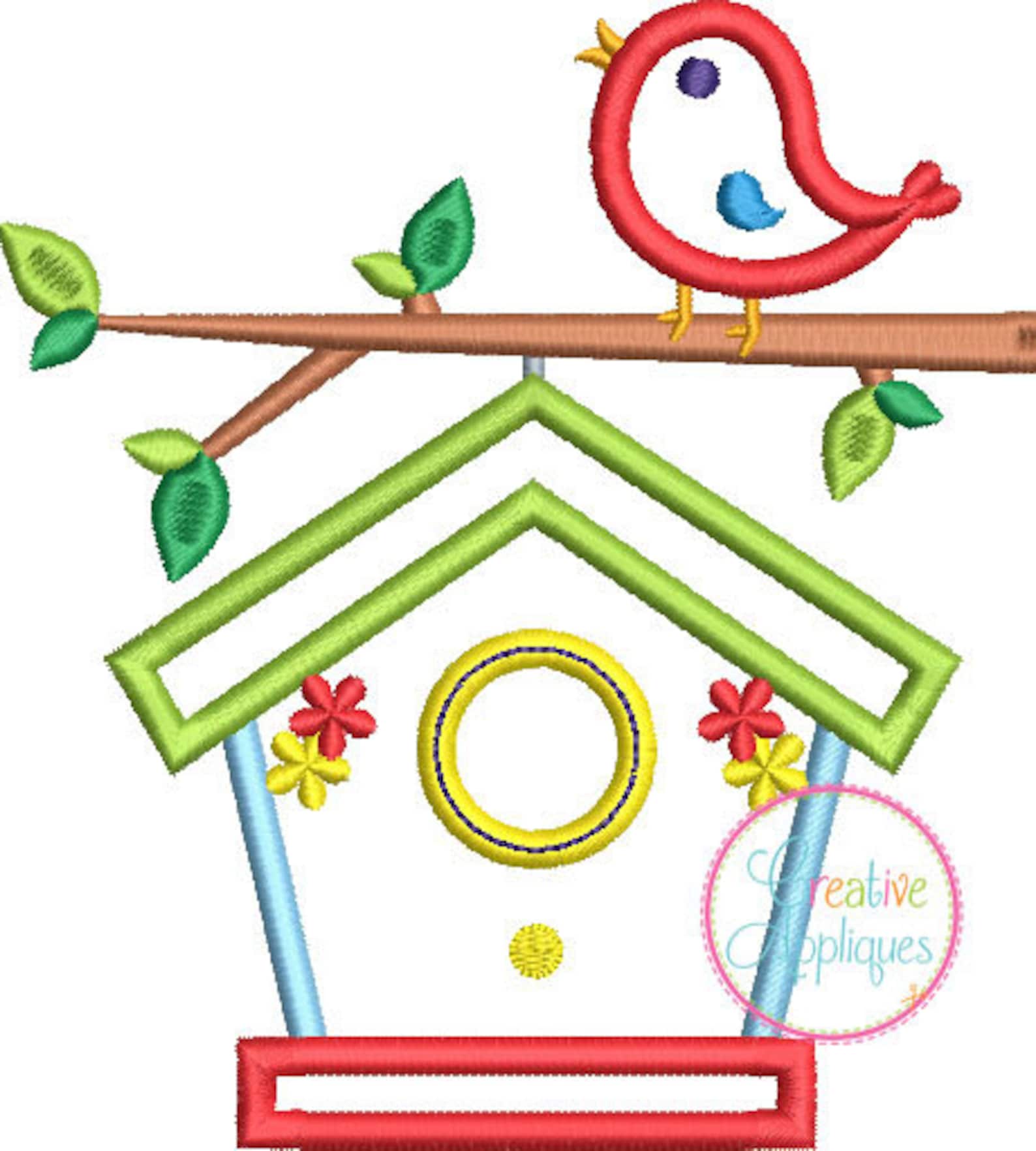 Birdhouse Digital Machine Embroidery Applique Design 4 Sizes, Birdhouse ...
