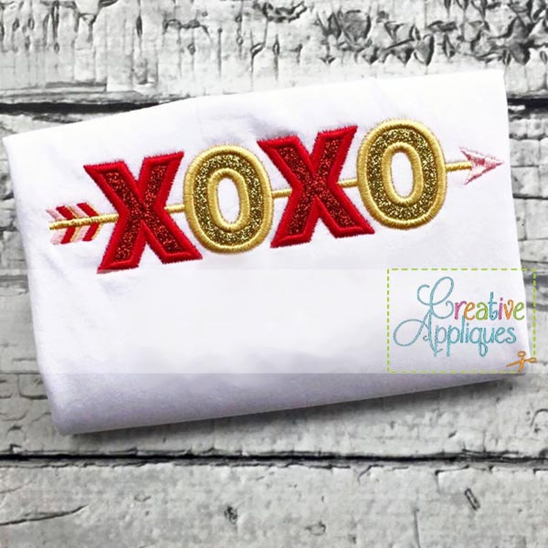 XOXO Hugs Kisses Tribal Arrow Valentine's Applique Digital Machine ...