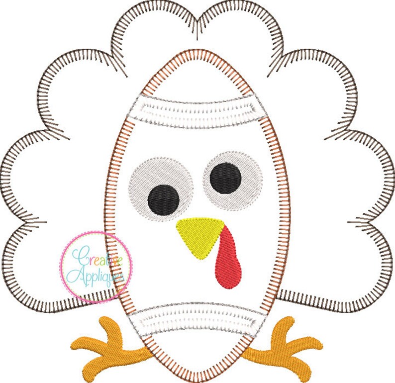 Blanket Stitch Football Turkey Applique Digital Machine Embroidery ...