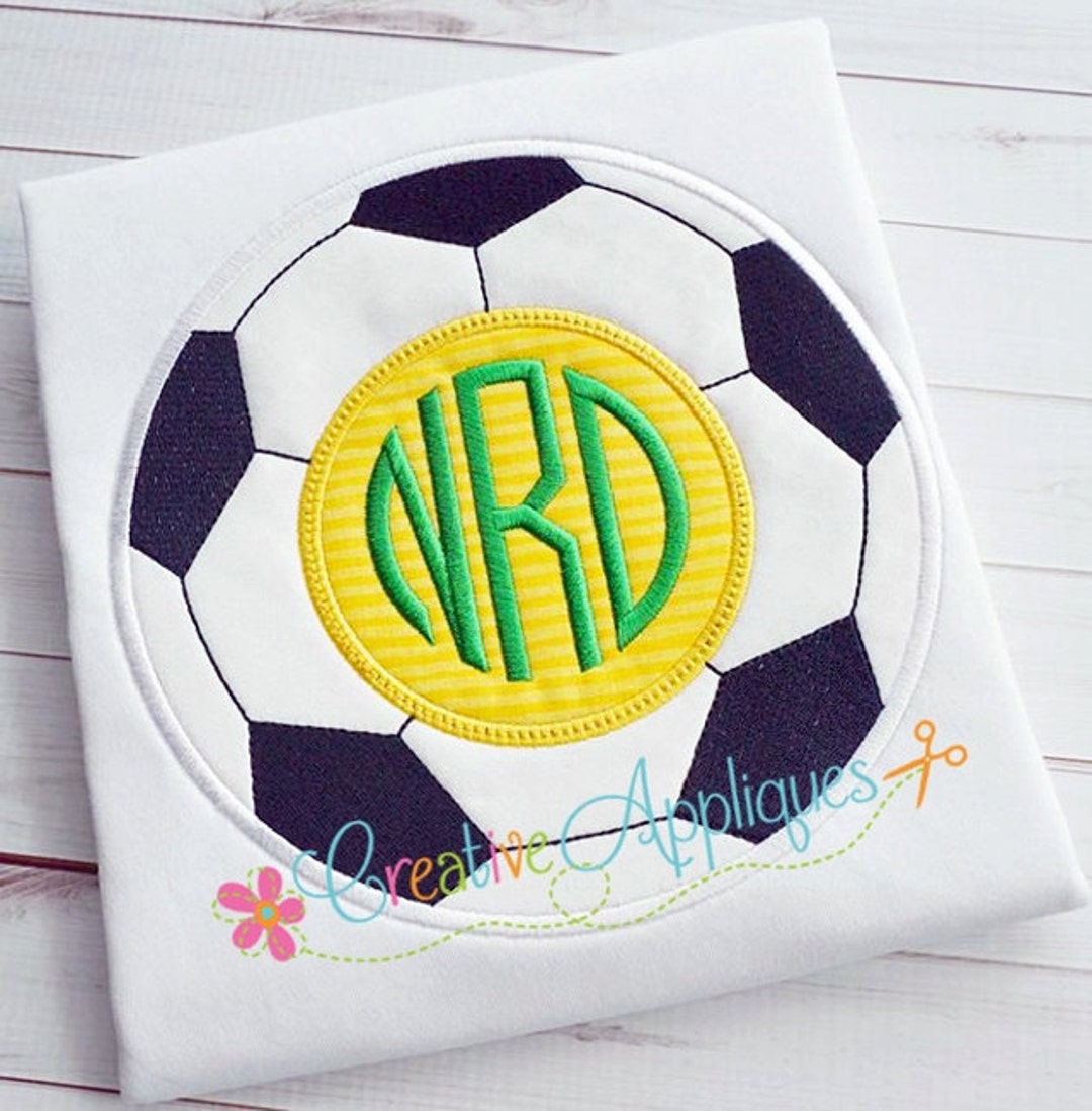 Soccer Ball Monogram Digital Machine Embroidery Applique Design 4 Sizes ...