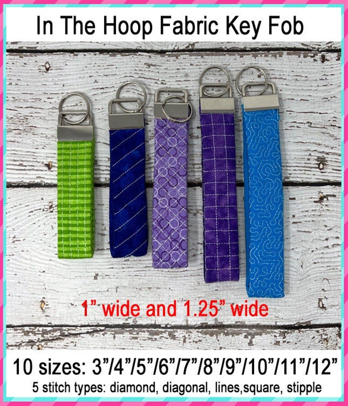 ITH in the Hoop Key Fob Embroidery Design, in the Hoop Machine ...