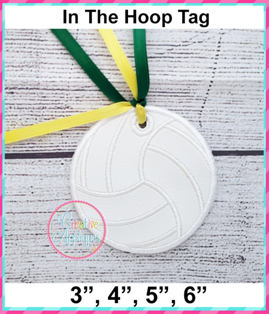 Volleyball Tag in the Hoop Applique Embroidery Design 4 Sizes - Etsy